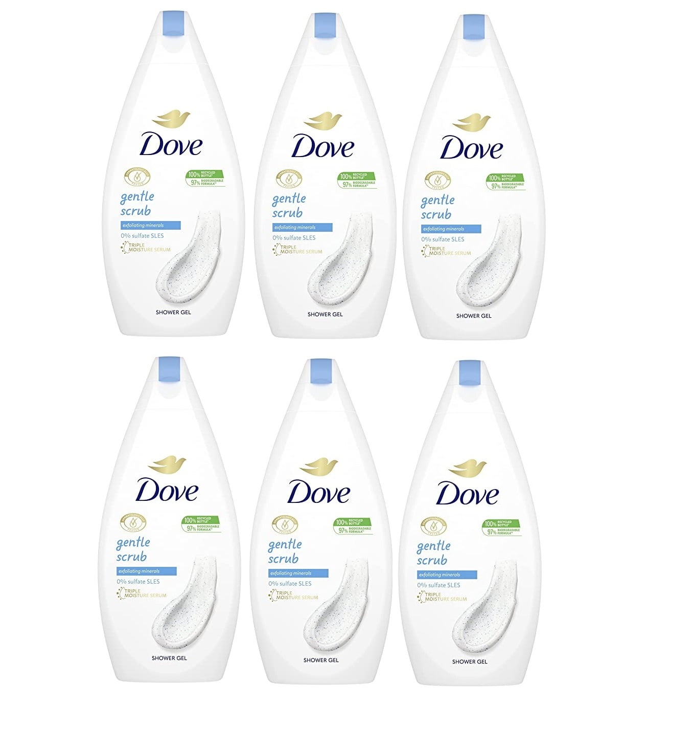 Dove Gentle Scrub Body Wash with Nutrium Moisture, 500 mL, 6Pack ...