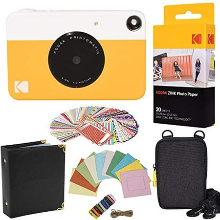 Kodak Printomatic Instant Camera (Yellow) Gift Bundle + ZINK Paper (20 ...