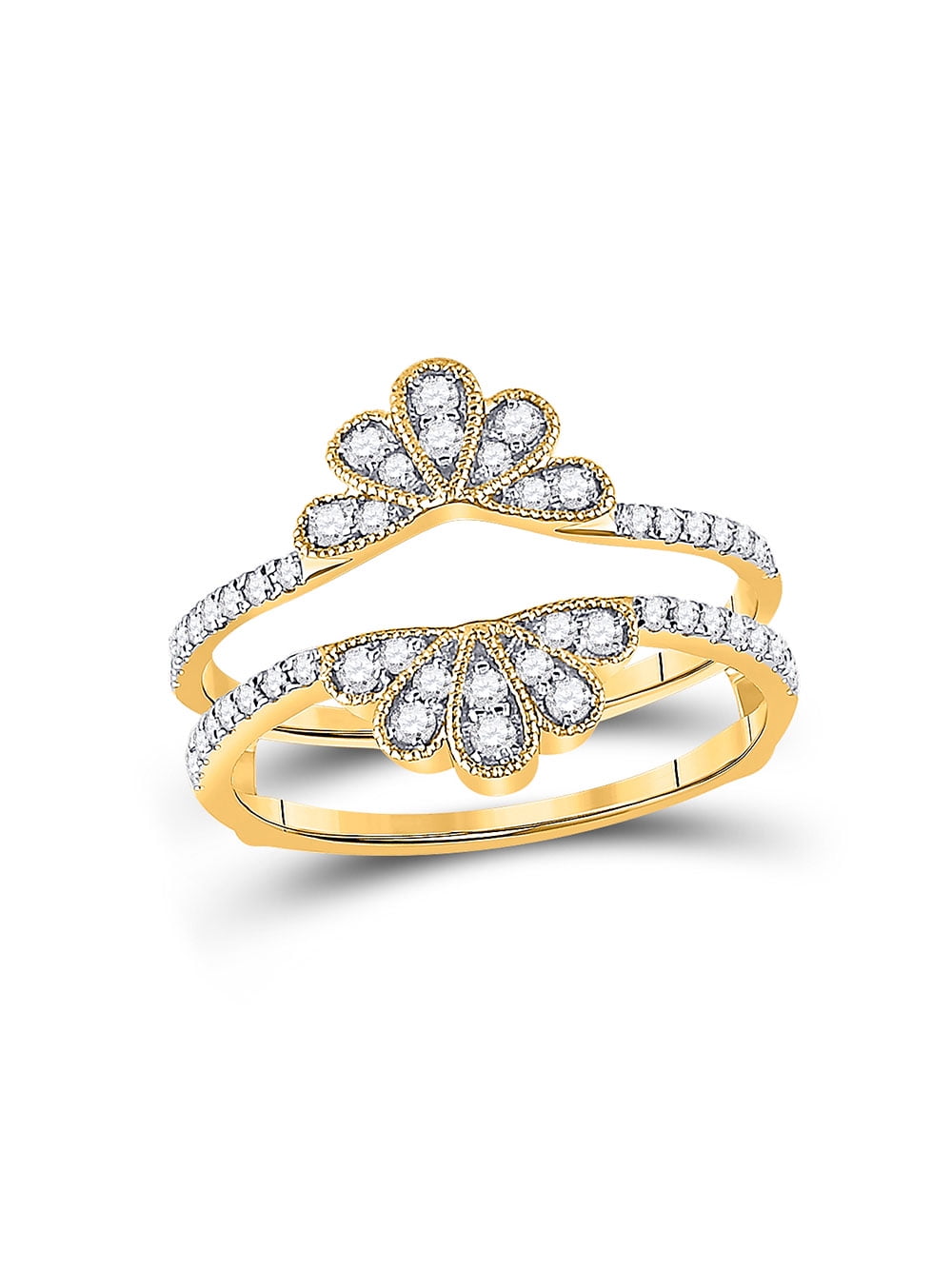 The Jewelry Master 14kt Yellow Gold Womens Round Diamond Wedding Wrap ...