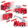 CJC Pull Back Fire Truck Vehicles Play Set, Friction Powered Toy Cars ...