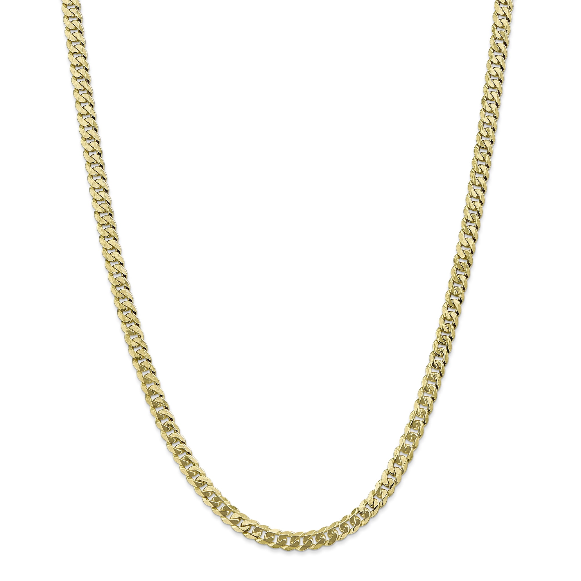 10K Yellow Gold 5.75mm Flat Beveled Curb Chain 24 Inch - Walmart.com