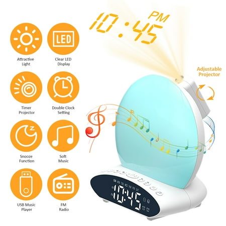 Arealer Multifunctional 4 in 1 Wake-Up Light Alarm Clock T-ime ...