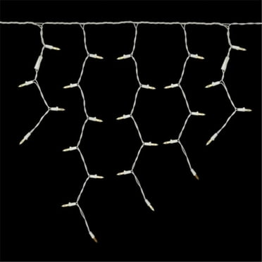 Set of 100 Warm White LED Wide Angle Icicle Christmas Lights - White ...