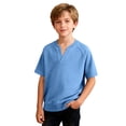 dazeni Boys Waffle V Neck Shirts Short Sleeve T Shirts Solid Casual ...