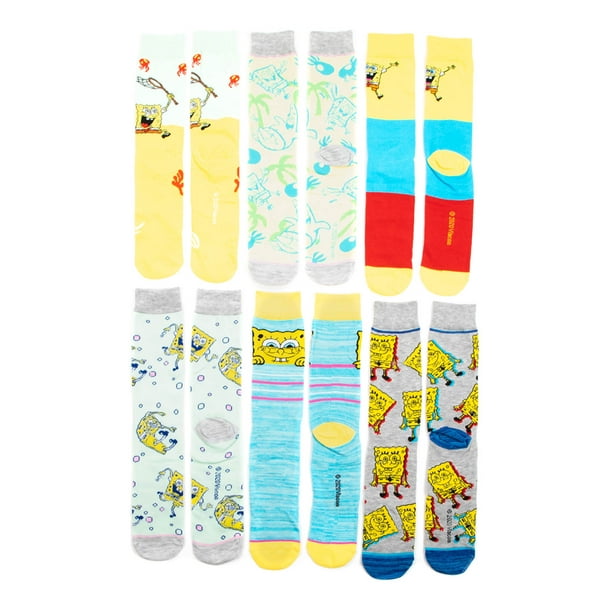 SpongeBob SquarePants - Men's Spongebob 6pk Socks - Walmart.com ...