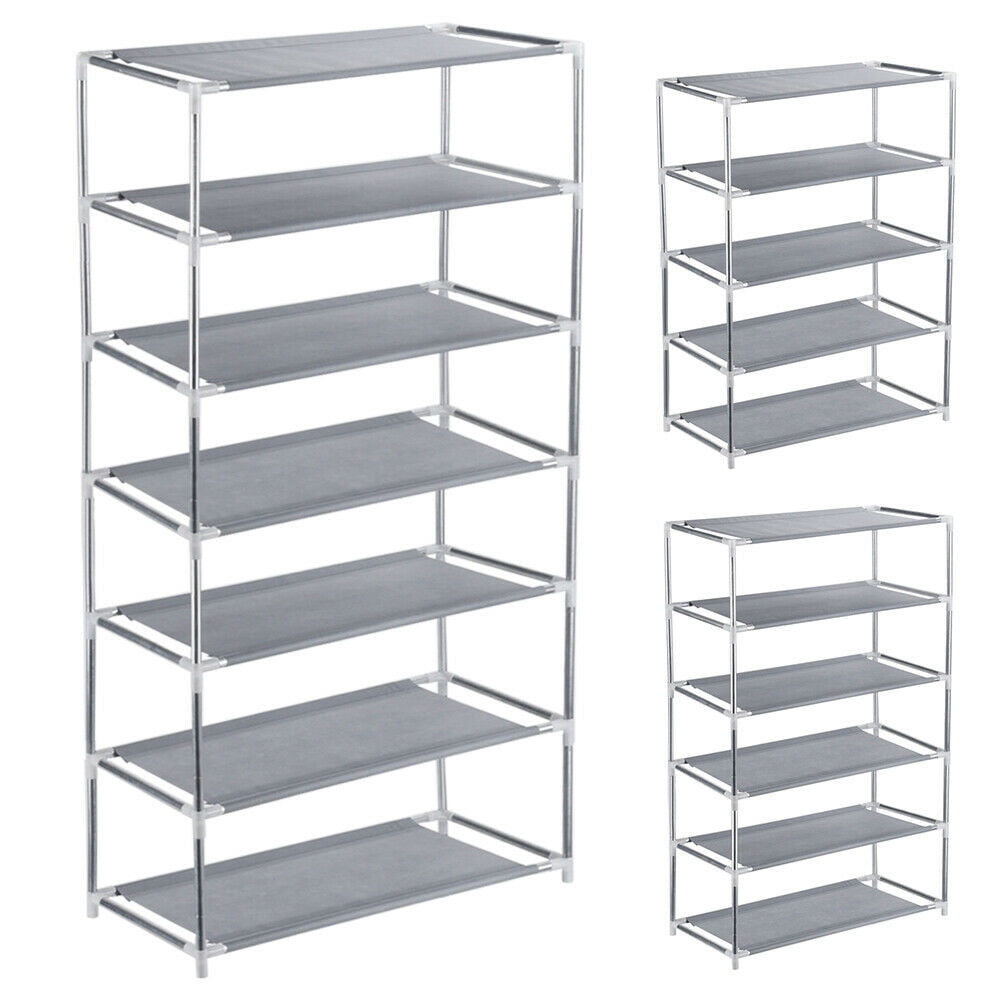 Shoe Rack, 6-Tier Stackable Shoe Storage Shelf, Metal Mesh, Flat or ...