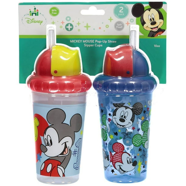 Mickey Mouse "Best Kid Ever" 2-Pack Pop-Up Straw Sipper Cups (10 oz ...