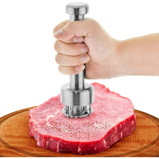 Silver-Stainless Steel Manual Meat Tenderizer Meat Hammer Tender Steak ...