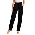Atienubee Pants For Women Palazzo Womens Solid Color Pocket Straight