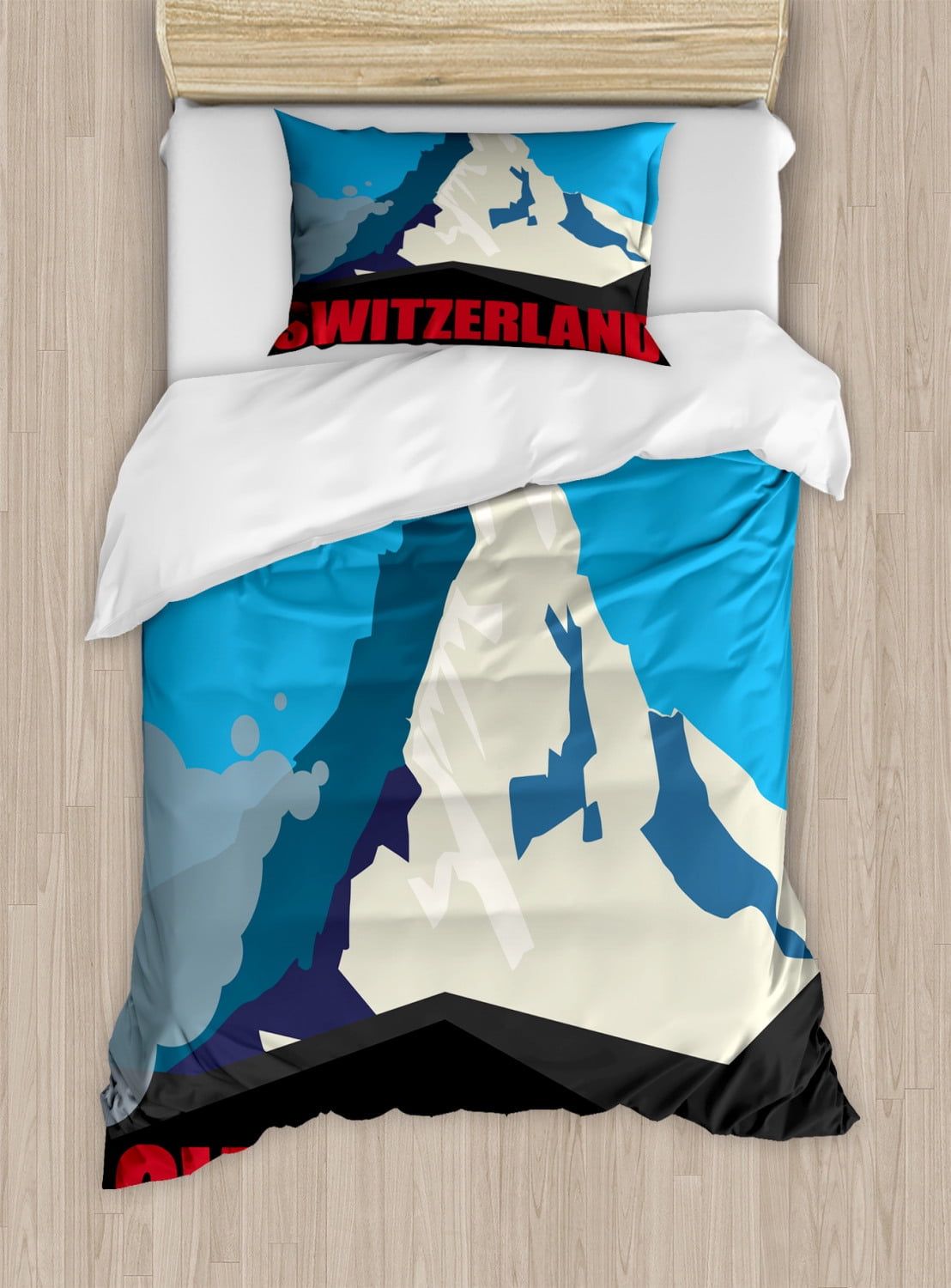 Switzerland Duvet Cover Set Twin Size, Mount Matterhorn Monte Cervino ...