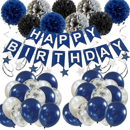 Navy Balloon Set With Blue Paper Balloon Birthday Party Decoration ...