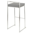 Fuji Contemporary Stackable Barstool in Stainless Steel with Grey Faux ...