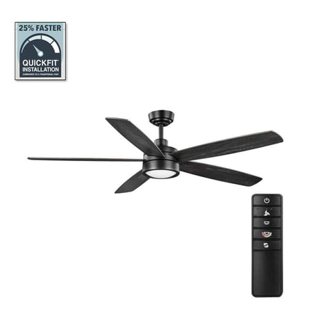 Home Decorators Collection, Ceiling Fan, 60‚Äù Makenna, Matte Black ...