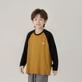 Boys Yellow Raglan Long Sleeve Shirt - Color Block Crew Neck Top - Soft ...
