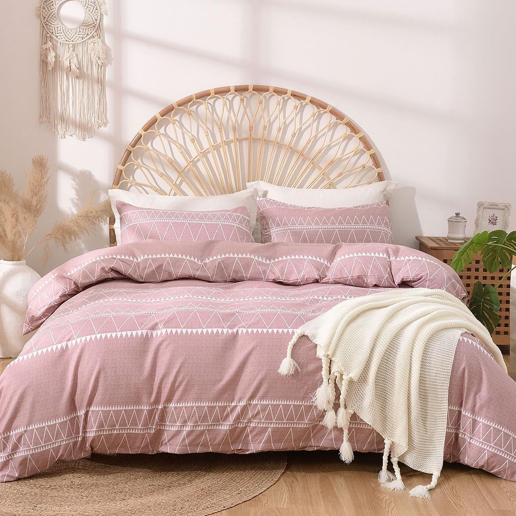 Click here for Temogu-Pink Duvet Cover King  Boho Striped King Du... prices