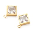 10 pc 304 Stainless Steel Rhinestone Pendant Rhombus Golden 15x12x4mm ...