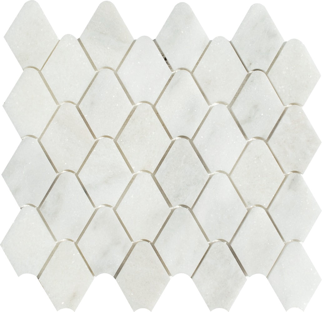 Rain Drop Crystal White Honed Marble Waterjet Mosaic Tile - Walmart.com
