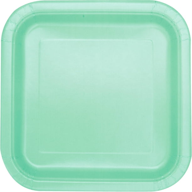 Square Paper Plates, 9 in, Mint Green, 14ct - Walmart.com
