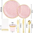 350 Pcs Clear Pink Plastic Plates with Gold Rim Hammered Disposable ...