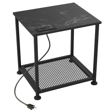 DecorTech Traditional Rectangular End Table with AC Power and USB ...