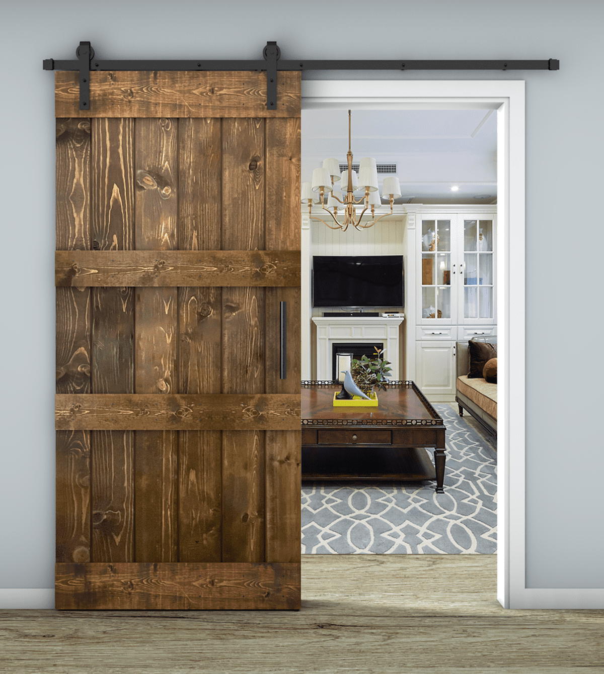 Essencaliy 38in x84in Solid Wood Barn Door, Made-in-USA Farmhouse ...