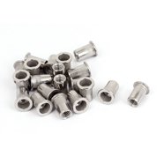 VIGRUE 205PCS Hardware Metal 304 Stainless Steel Rivet Nut Set, Flat Head Threaded Insert ...