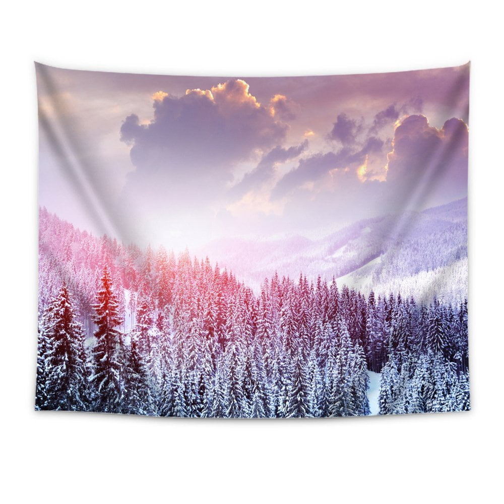 POPCreation Landscape Winter Snow Trees Mountains Forest Sky Clouds ...