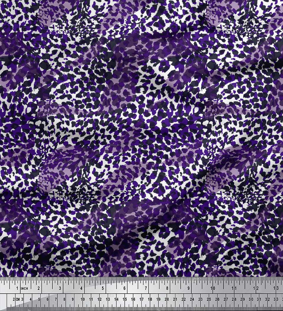 Soimoi Blue Cotton Poplin Fabric Leopard Animal Skin Decor Fabric ...