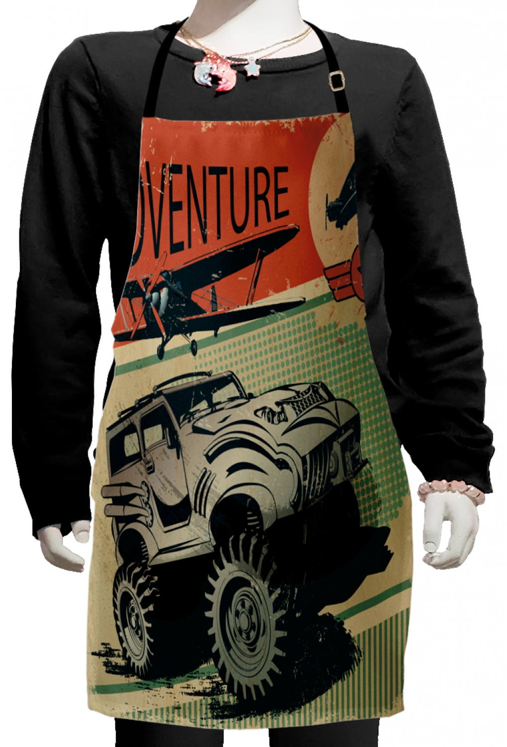 Adventure Kids Apron, Aged Damaged Display with Retro Elements Strong ...
