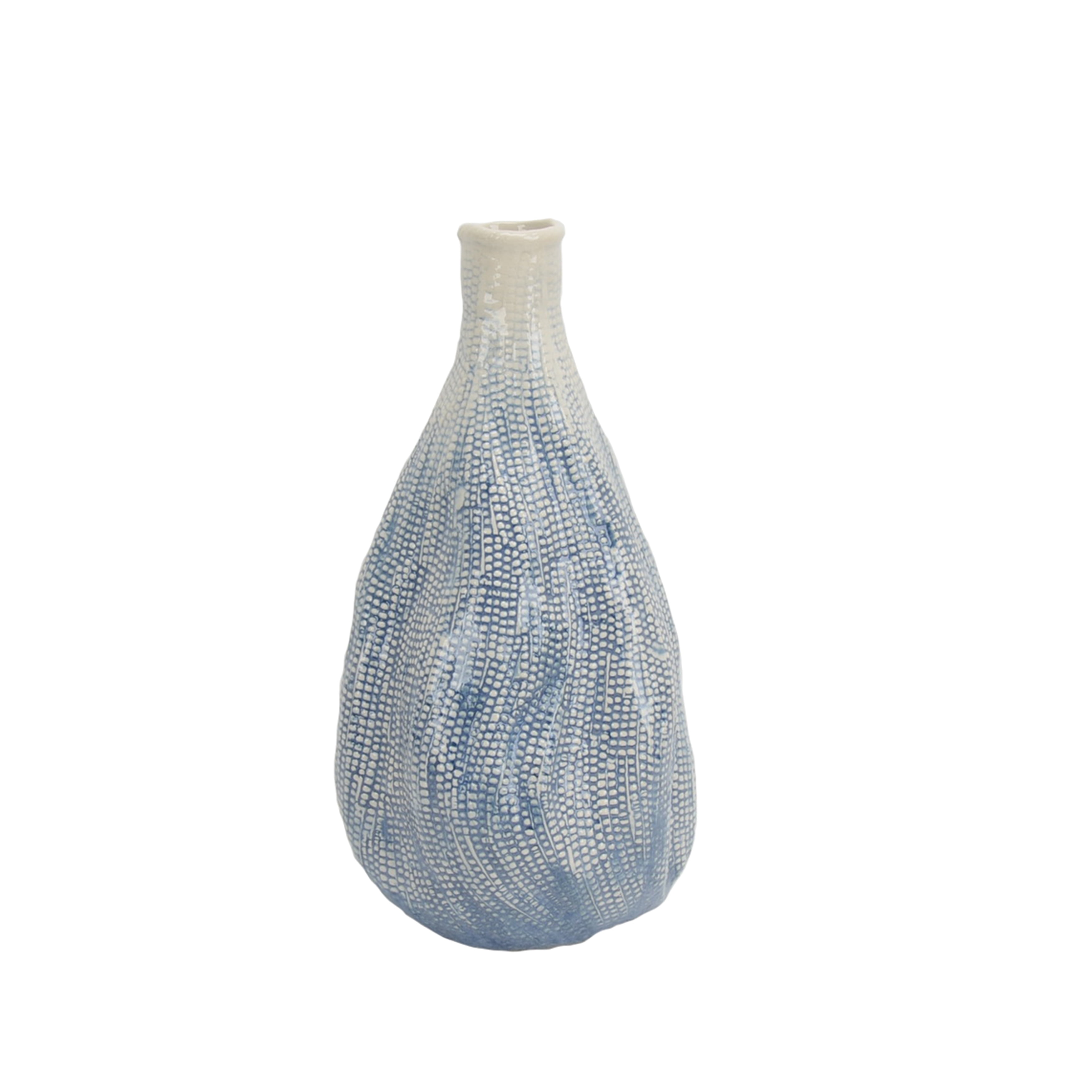 Benzara Distorted Textured Ceramic Vase with Narrow Opening, Large ...