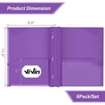 Vivin 6 Pack Heavy Duty Pocket Folder With Prongs Two Pockets Plastic Folder With Clear Front