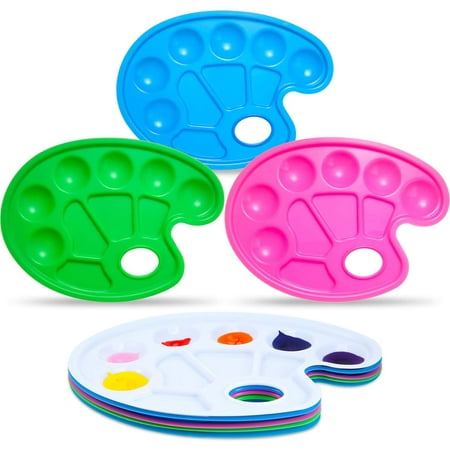 8 Pieces Paint Tray Palettes Colorful Plastic Paint Palettes 10 Wells ...