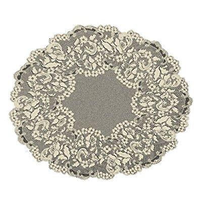 heritage lace elizabeth 42-inch round table topper, silver sage ...