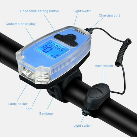 Bicycle Headlight Multi-Purpose Bike Computer USB Flashlight 120dB ...