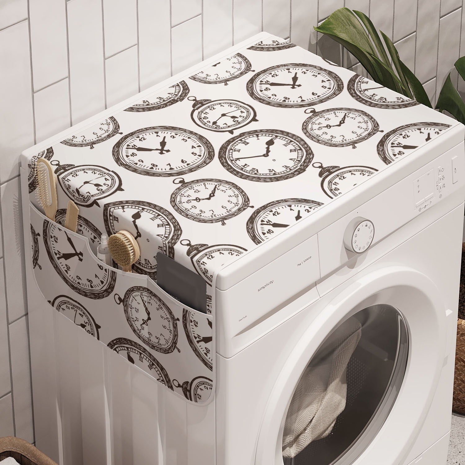 Clock Washing Machine Organizer, Vintage Pocket Watch Numbers on It ...