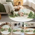 Christmas Round Area Rug 3ft Snow Evergreen Candy House and Candy Cane ...