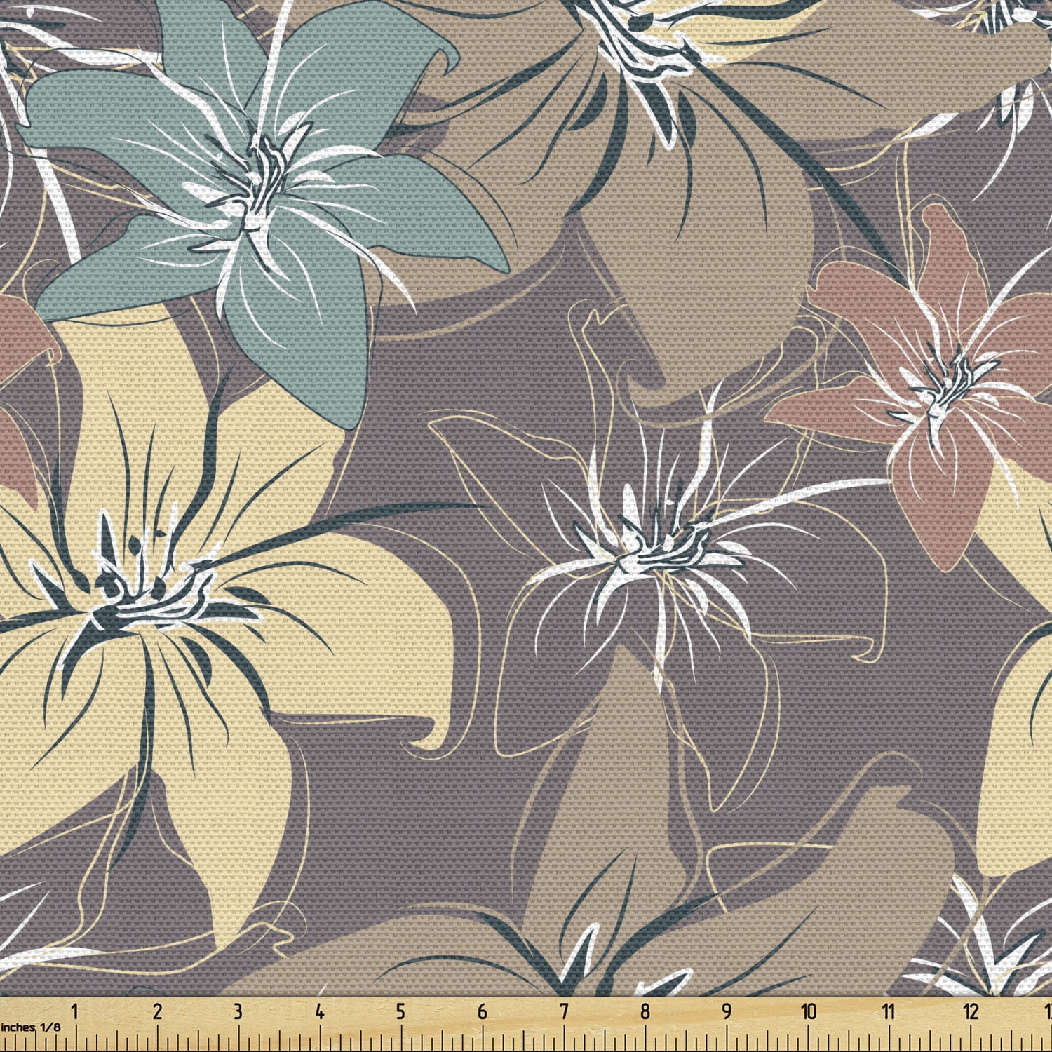 Flowers Fabric by the Yard, Floral Theme Various Blossoms in Autumn ...
