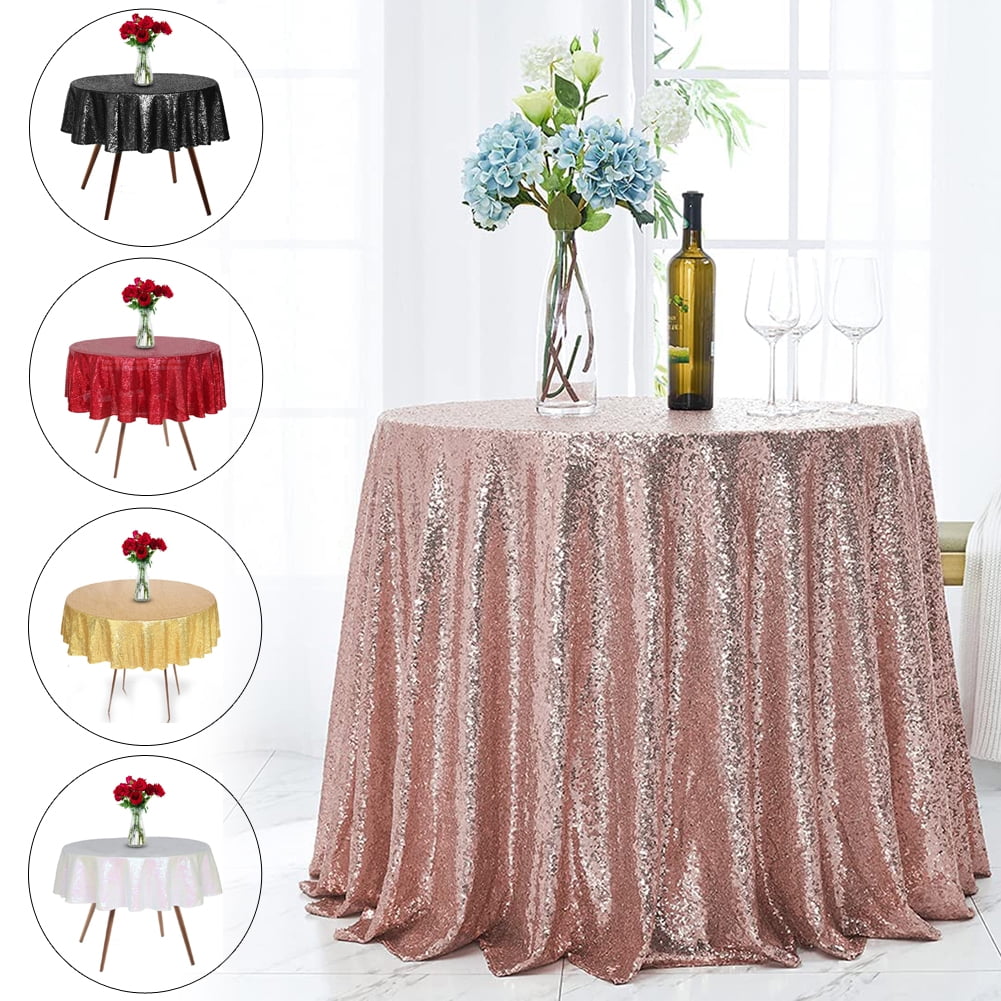 Sunjoy Tech Round Sequin Tablecloth, Sequin Overlays Glitter Tablecloth for Bridal Shower ...