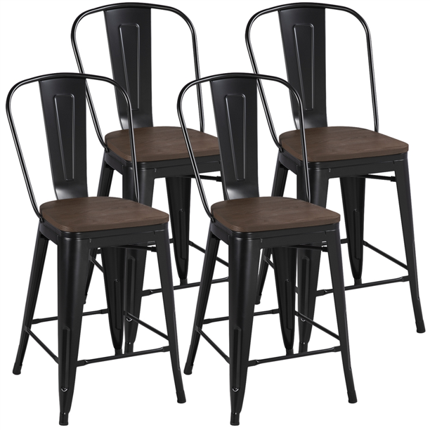 Yaheetech Pack of 4 Industrial Metal Dining Chairs, Black - Walmart.com