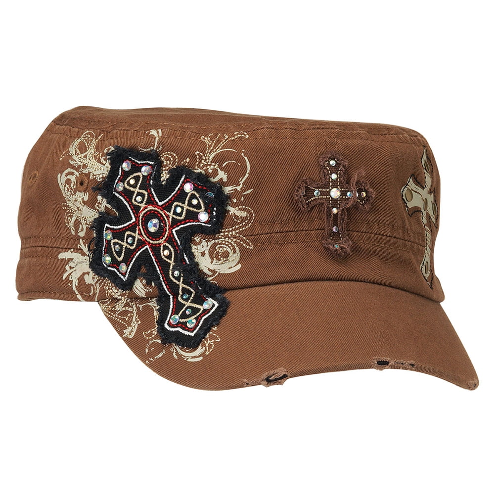 Blazin Roxx Women's Military Style Cross Design Cap Brown OS - Walmart.com