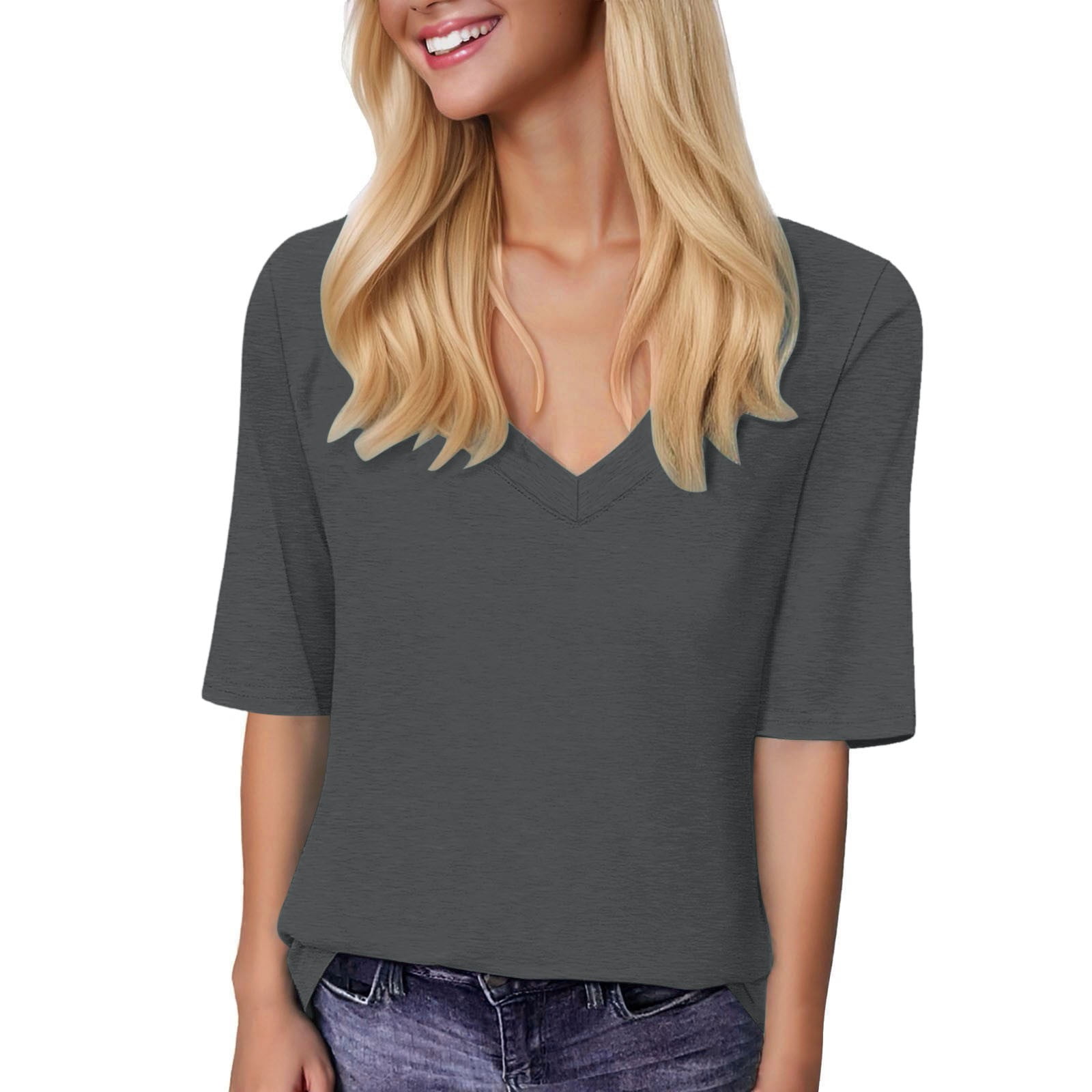 Click here for Wanpidan Womens V Neck T-Shirts Casual Basic Short... prices