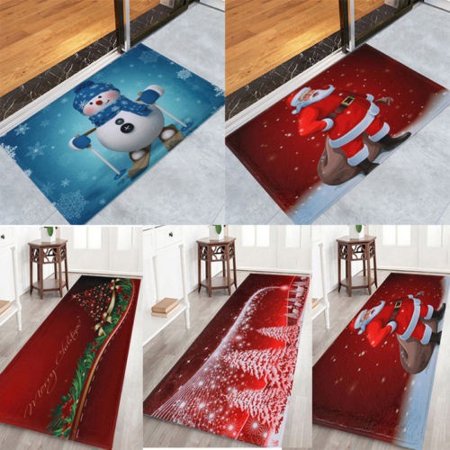 3D Christmas Santa Claus Anti-slip Kitchen Room Floor Mat Flannel ...