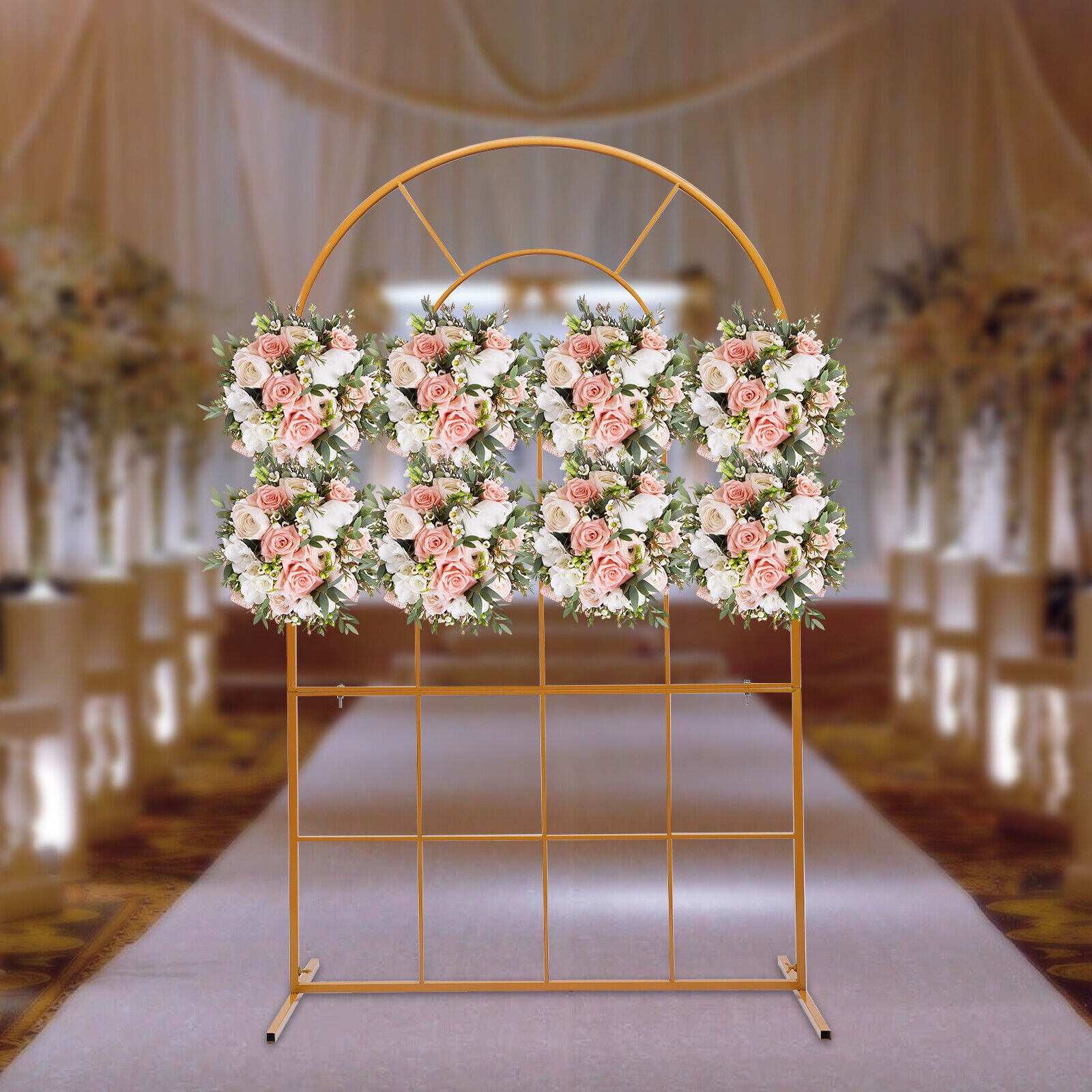Gold Metal Wedding Arch Backdrop Flower Balloon Stand Door Frame Wall ...
