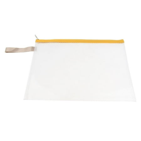 A4 Clear Document Folder Mesh File Wallet Sleeves With Zipper Yellow ...