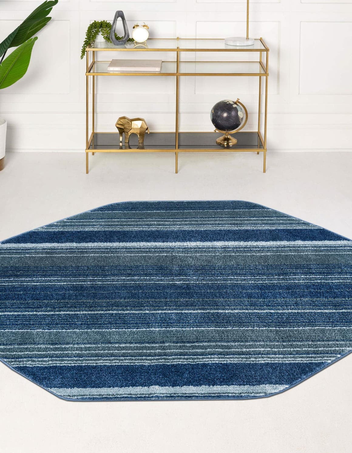 Rugs.com Gemstone Collection Rug – 7' Octagon Blue Medium Rug Perfect ...