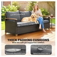 3 Seater Outdoor Couch, PE Wicker Patio Sofa, Gray, Wide Deep Seat, 4 ...