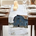Blue Brown Barn Burlap Cotton Table Runner 18x72 Inches Long, Winter ...