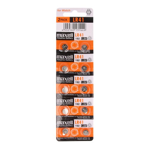 10 x LR41 / AG3 Maxell Alkaline Button Batteries