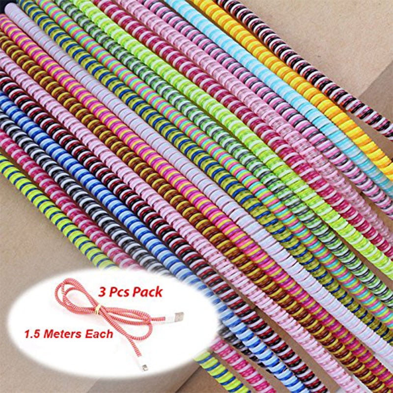 3Pcs 5FT Flexible Wire Spiral Wrap Sleeve Tube Cable Cord Protectors ...