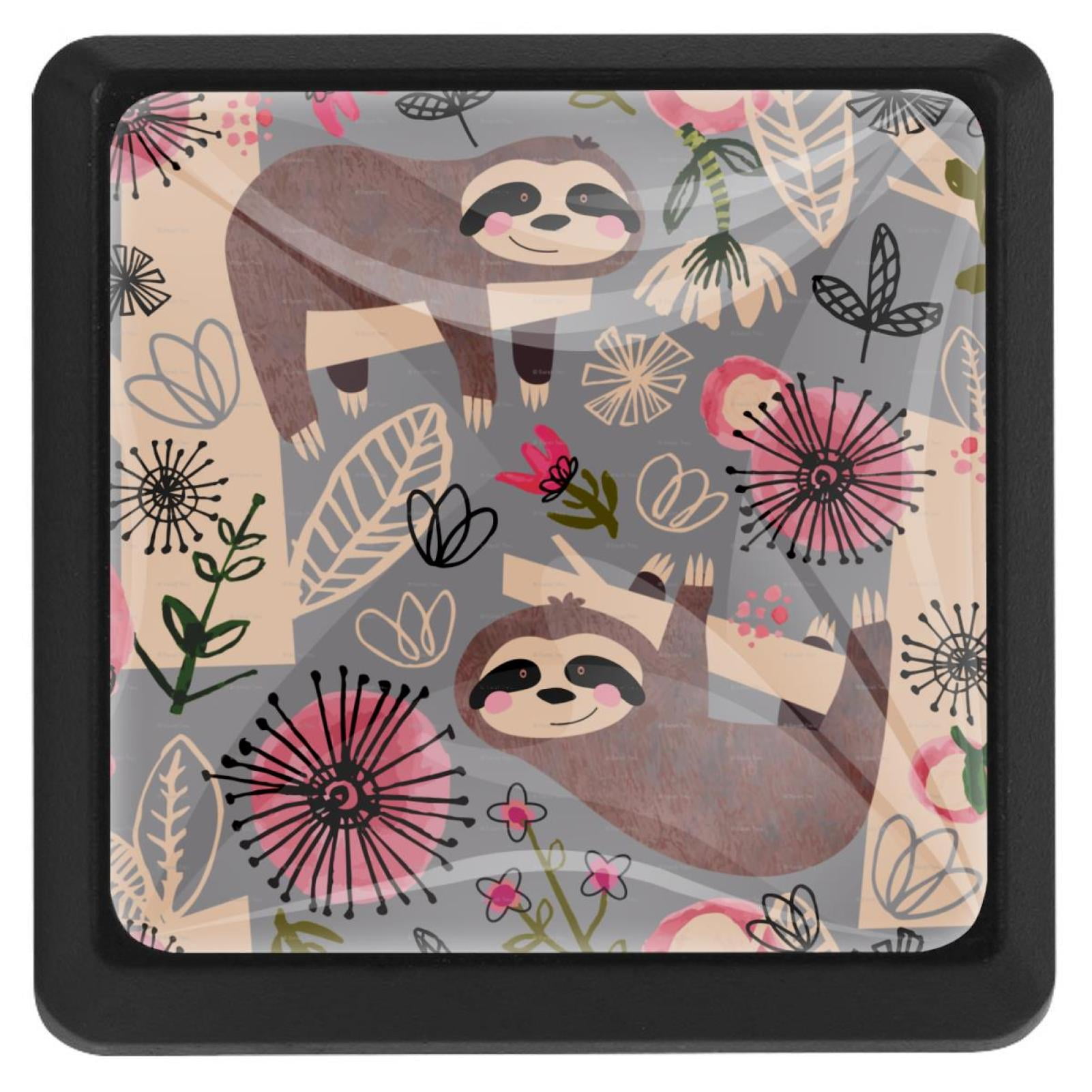 3 Pack Cartoon Sloth Square Cabinet Door Knobs Decor for Cupboard ...